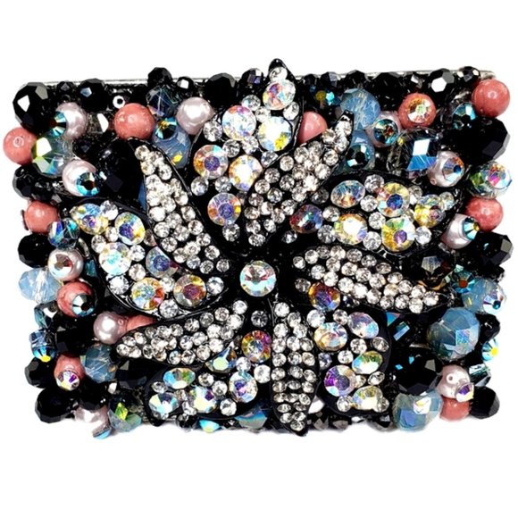 Fashion Junky | Accessories | Black Flower Jeweled Embellished ...